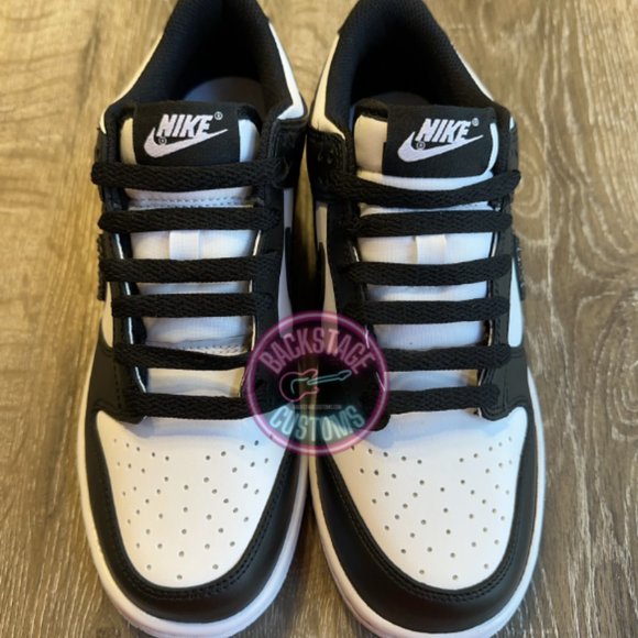 Nike | Shoes | New Custom Authentic Nike Dunk Low Blackwhite Rhinestone ...
